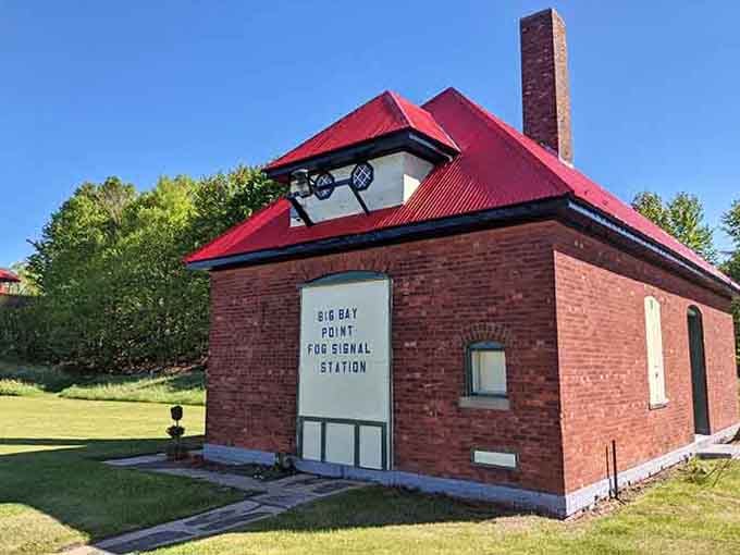The fog signal station stands ready, a reminder that keeping sailors safe required more than just a pretty light.