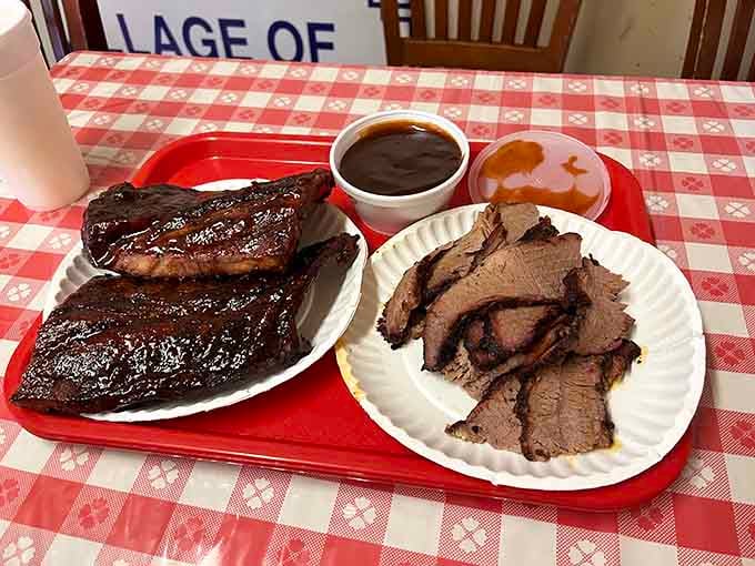 Brisket and ribs on one tray are basically Pennsylvania's version of winning the lottery, minus the taxes.