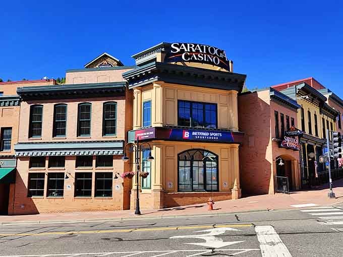 The Saratoga stands proud among its neighbors, proving elegance and gaming can coexist beautifully in Colorado.