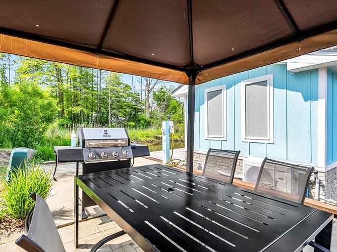 Grilling under the gazebo while boats drift by might just become your new favorite evening tradition forever.