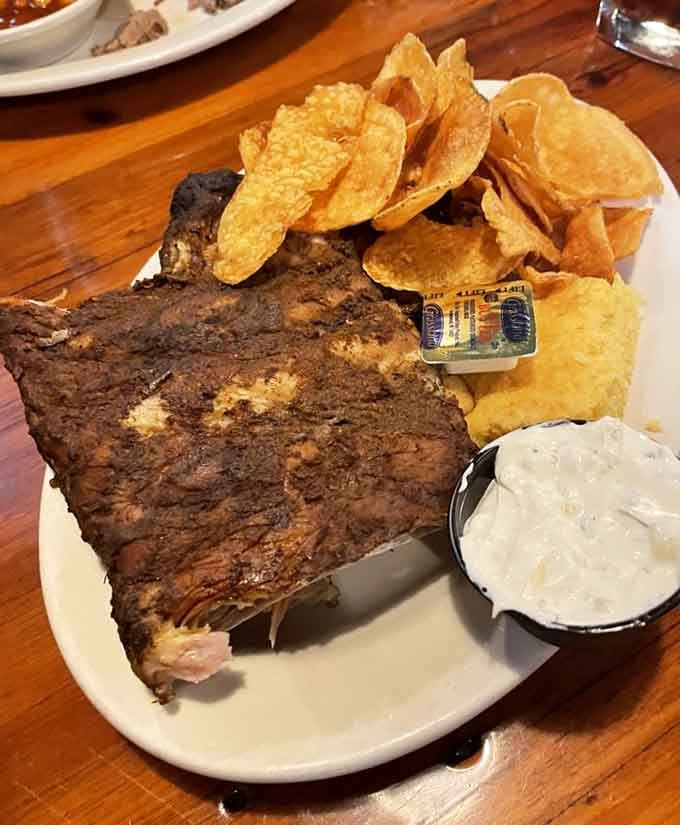 Those ribs with chips prove that sometimes the best meals require both hands and zero apologies for messiness.