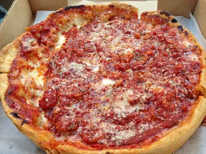 Sausage and bacon team up on this deep dish like the ultimate buddy cop movie, except everyone wins.
