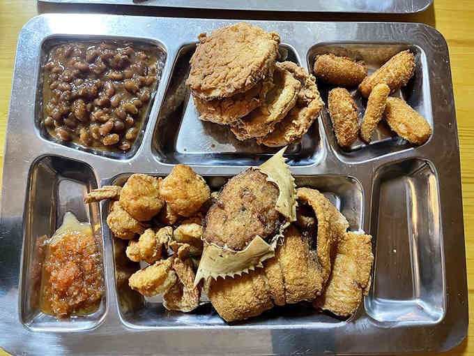 This seafood platter delivers coastal flavors to the Upstate, proving distance from the ocean is just a technicality.