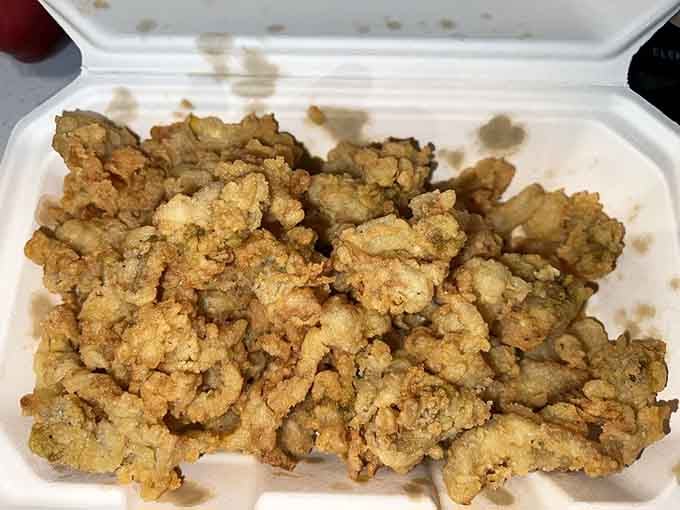 Whole belly clams fried to crispy golden glory, the kind that make New Englanders weep with homesick joy.