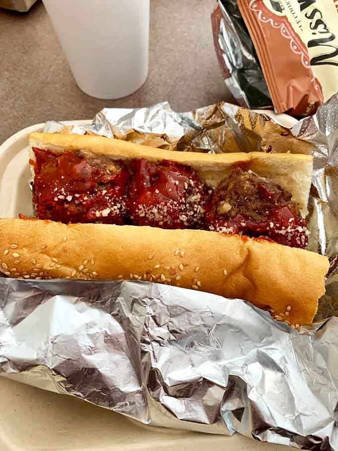 Those meatloaf balls nestled in marinara look like they're ready for their close-up.