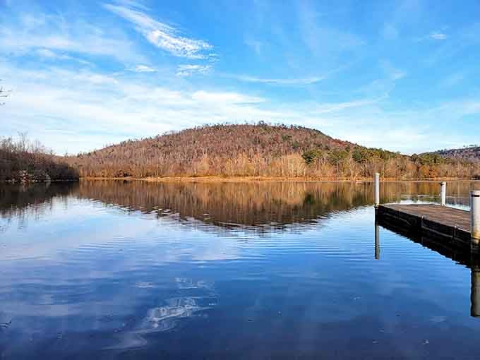 Mirror-perfect reflections on calm water create the kind of symmetry that makes your brain do a happy little dance.