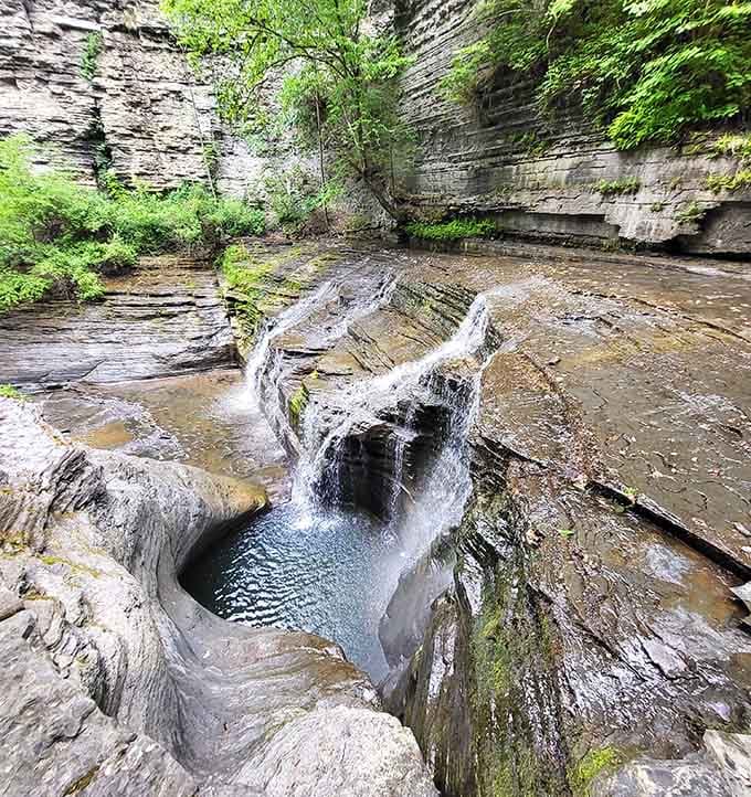 Layered sedimentary formations create nature's own abstract art installation, and admission is just a park entrance fee.