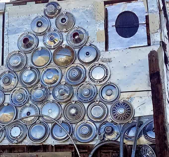 Hubcaps transformed into art prove that one person's junk is another person's cathedral decoration, literally.