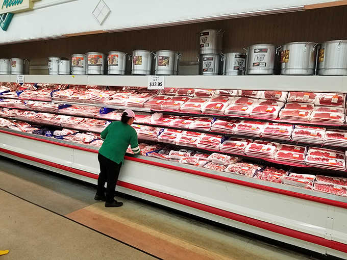 This isn't your average meat counter; it's a carnivore's dream stretching further than a Bonanza buffet line.