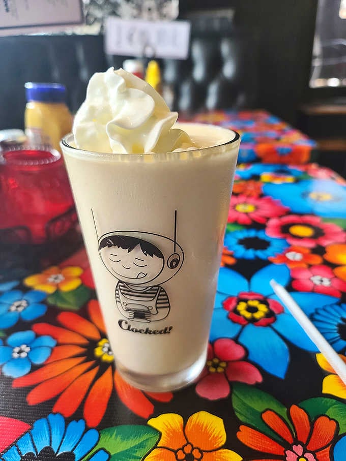 This milkshake brings all the nostalgia to the yard, served in a glass that screams vintage diner chic.