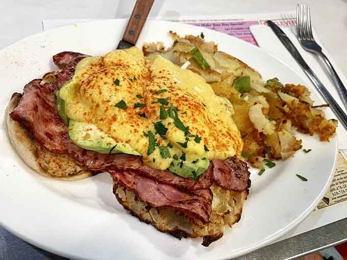 Eggs Benedict done right, because some mornings demand more than cereal and existential dread from you.