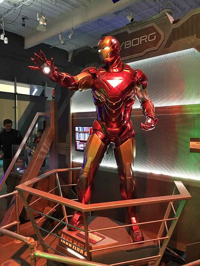 Iron Man standing guard like he's waiting for the Avengers to assemble, but they're stuck in traffic.