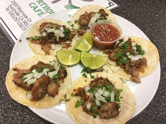 Street tacos done right, with fresh lime wedges that add the perfect citrus punch to every bite.