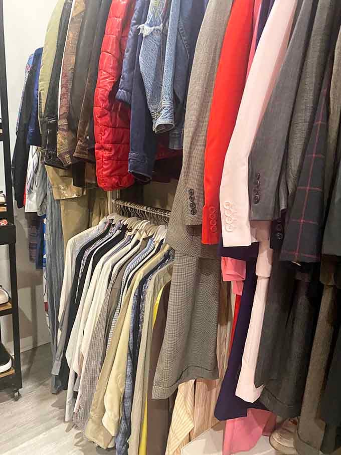 Blazers and jackets organized by color, making you look sophisticated without the boutique price tag.