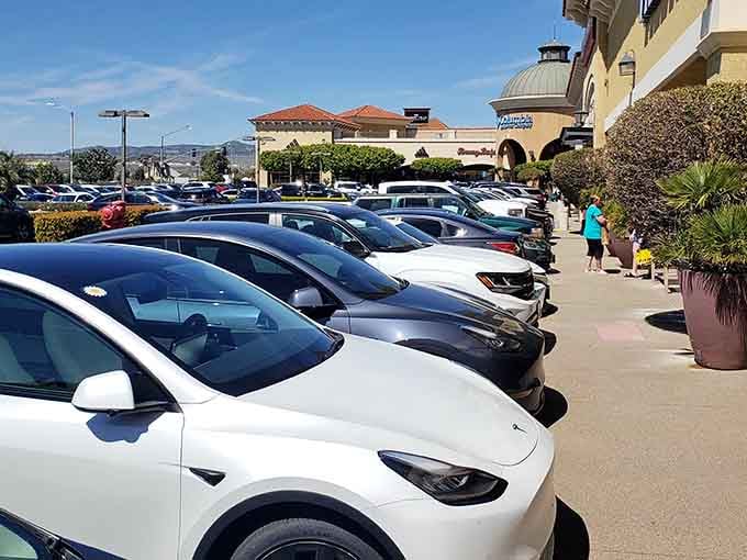 This parking lot has seen more trunk Tetris than a college move-in day, times a thousand shopping sprees.