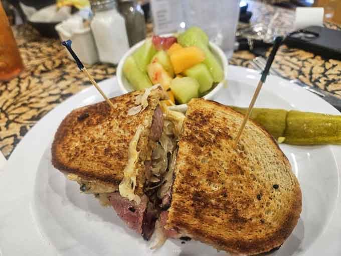 A ham sandwich so generously portioned, it makes you wonder if they misunderstood the assignment in the best way.