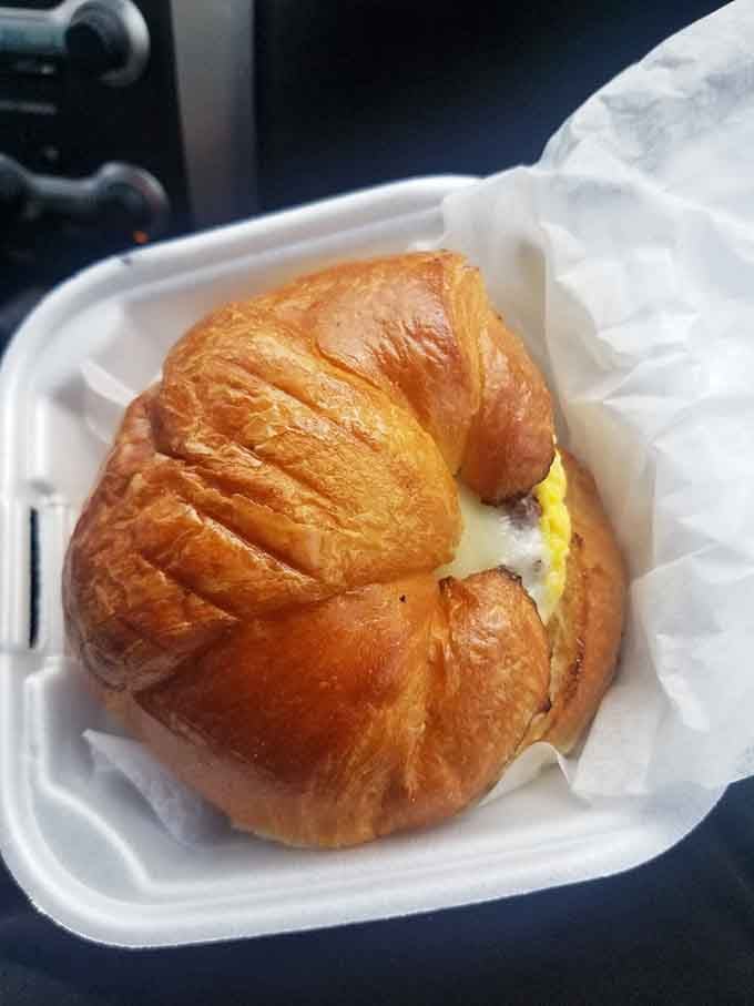 This breakfast sandwich on a croissant understands that mornings require both elegance and substance in equal measure.