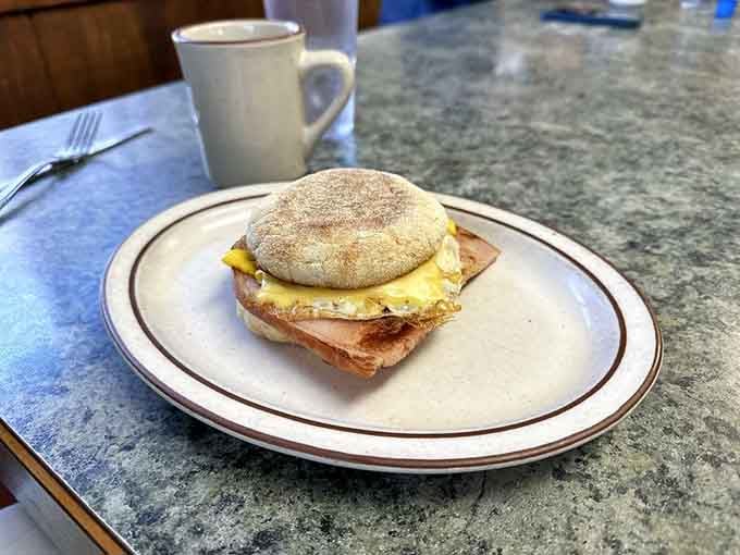 A breakfast sandwich on an English muffin that understands the assignment: simple, satisfying, and ready to fuel your day.
