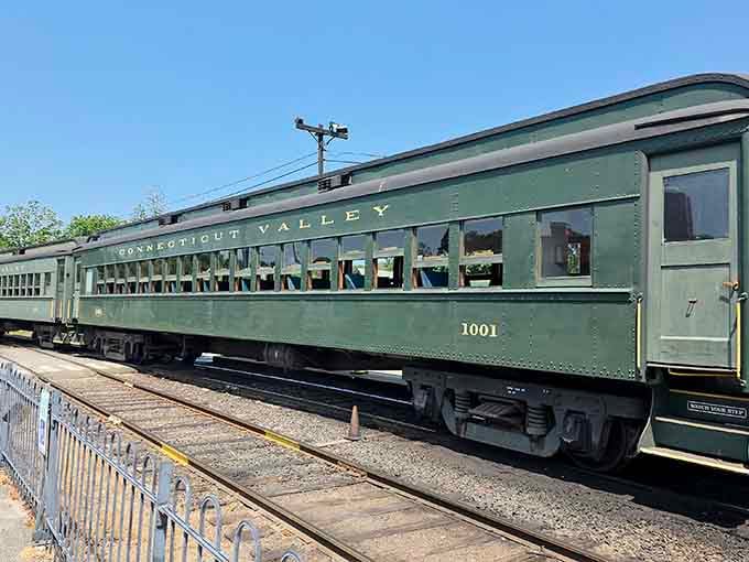 The Connecticut Valley car gleams in classic green, proving that vintage doesn't mean outdated when craftsmanship is this good.