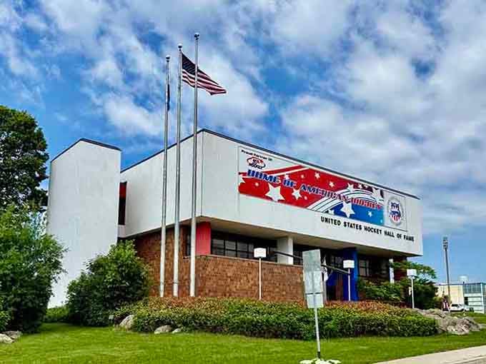 The Hall of Fame stands proud, a testament to America's hockey heritage in the town that cherishes it most.