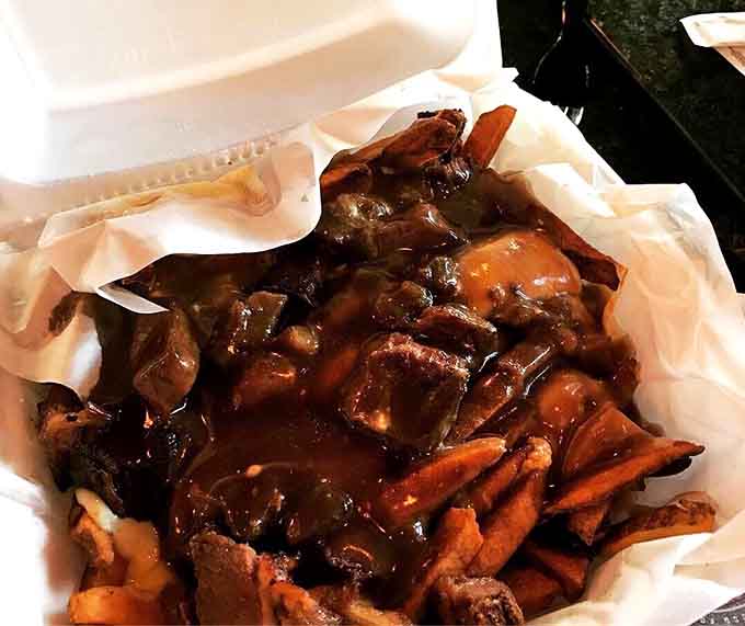 Poutine loaded with gravy and toppings, because sometimes fries need to reach their full Canadian-inspired potential.