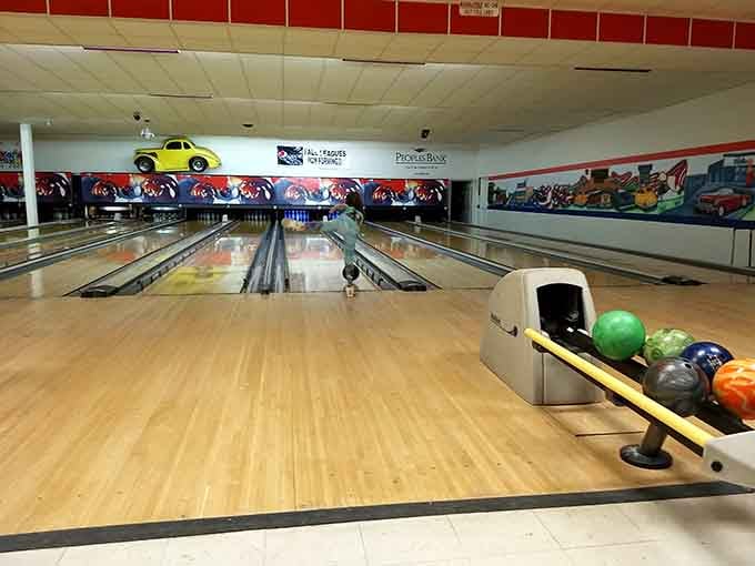 Classic bowling alley vibes that'll make you nostalgic for Saturday nights before streaming existed.