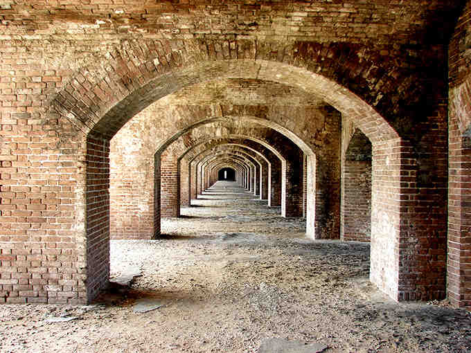 Walk through these endless brick arches and feel like you've stepped into a Civil War-era time tunnel with excellent ventilation.