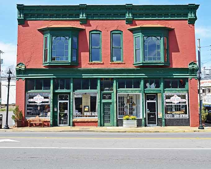 The Sawyer Building's coral facade and green trim prove that historic architecture beats cookie-cutter strip malls every single time without question.