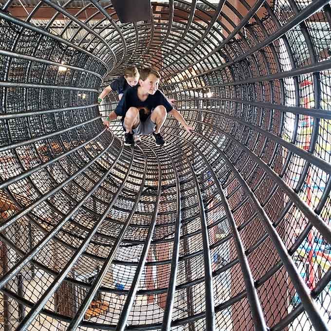 That cylindrical tunnel is where claustrophobia meets childhood wonder, and somehow childhood wins every single time.