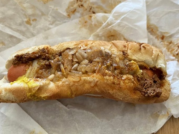 The legendary Coney Island hot dog, bringing a taste of boardwalk nostalgia right here to White Marsh.