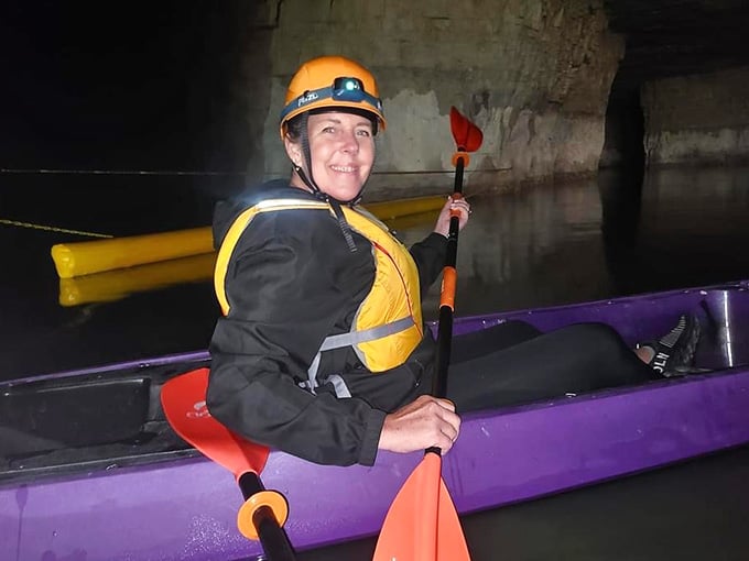That grin says it all: this is what happens when adventure meets absolute beauty in unexpected underground places.