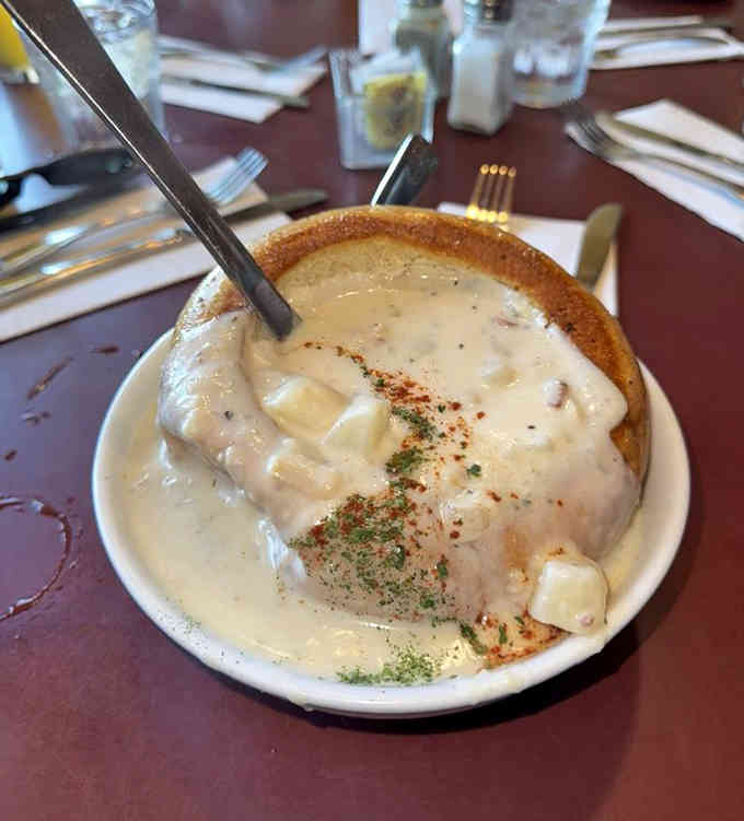 When your chowder comes in a bread bowl, you've basically achieved the ultimate in edible dishware technology.