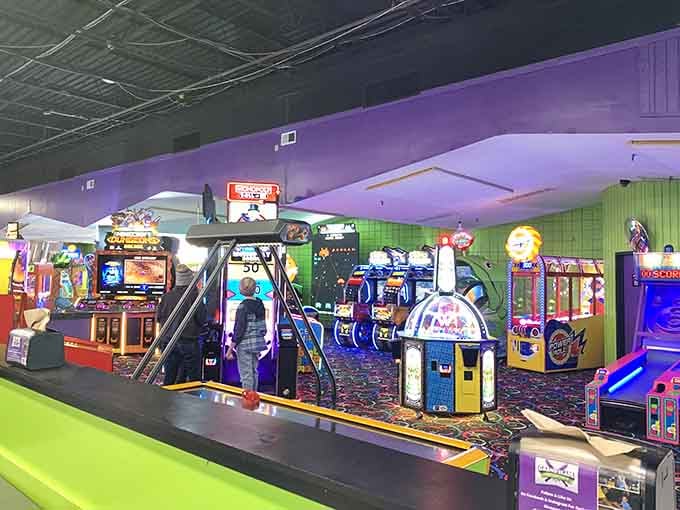 Rows of arcade games stretch into the distance, each one promising tickets and bragging rights galore.