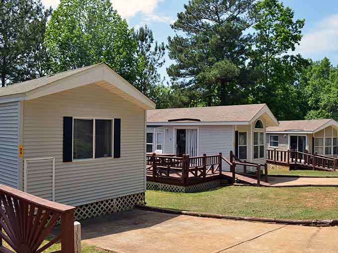 Simple lakeside cabins prove you don't need marble countertops to have a perfect vacation, just water and peace.