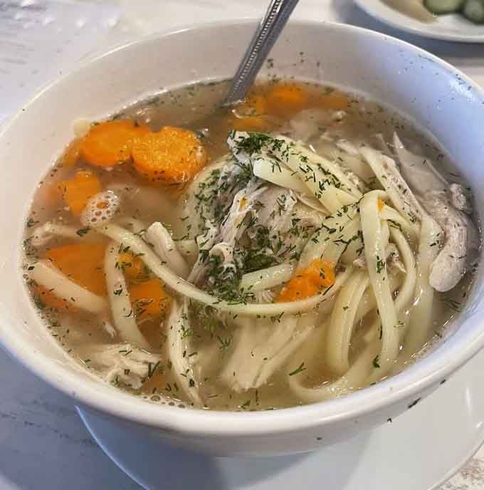 Matzo ball soup that'll cure what ails you, even if nothing's actually wrong with you right now.