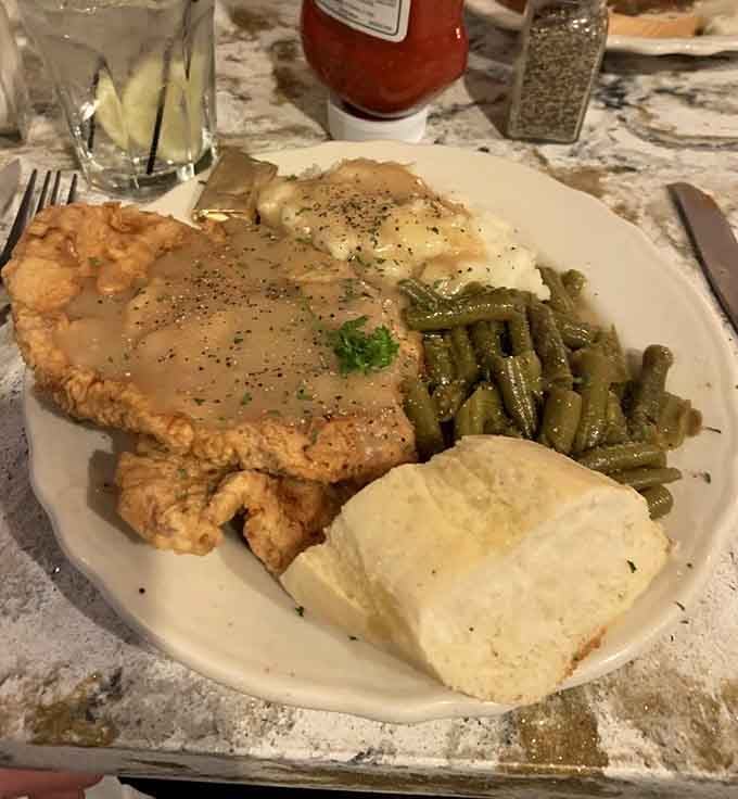 Country-style pork chops arrive ready to remind you why simple, well-executed classics never go out of style here.