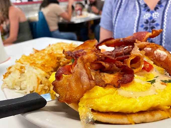 When bacon stands at attention like that, you know the kitchen staff takes breakfast as seriously as you do.