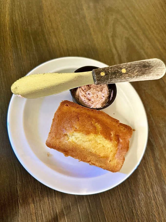 Fresh cornbread with honey butter proves that sometimes the simplest pleasures are the ones worth savoring most.