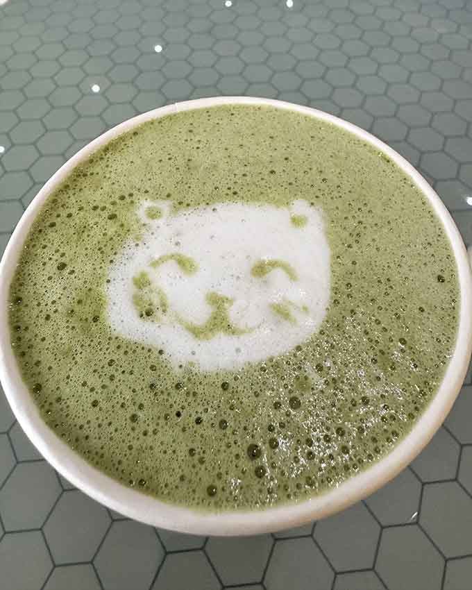 The matcha's foam bear smiles up at you, making healthy choices feel downright joyful and Instagram-worthy.