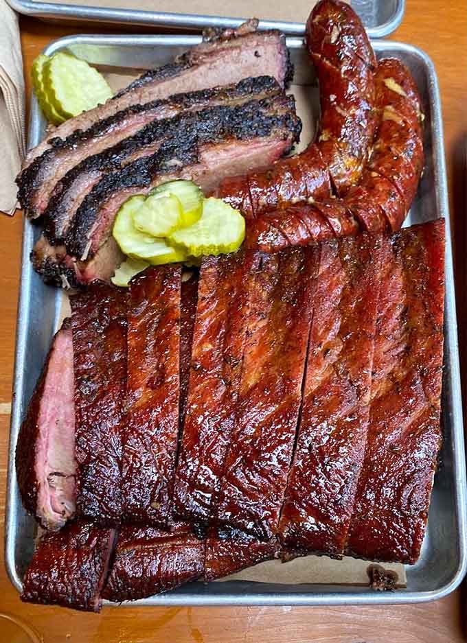 This tray of smoked perfection contains more happiness than most people experience in a week of meals.