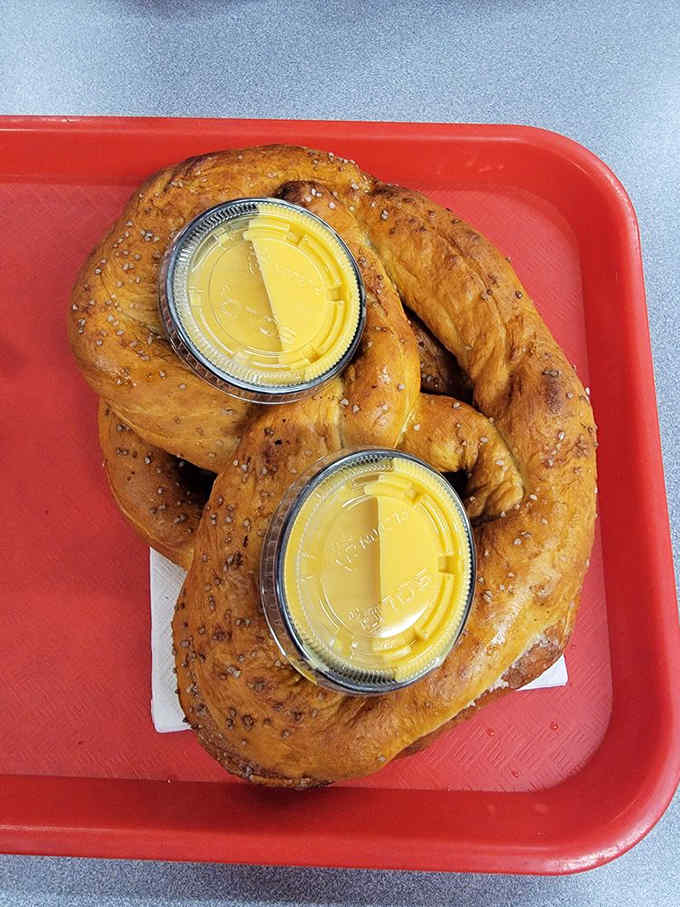 Pretzels and cheese sauce for dipping proves that some combinations are simply meant to be together forever.
