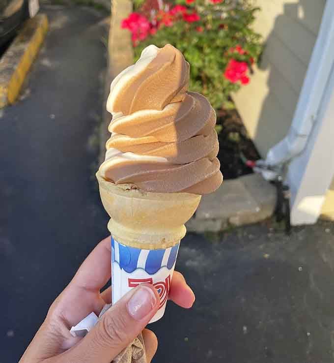 Coffee soft serve swirled to perfection, because sometimes you need dessert and a caffeine boost in one glorious cone.