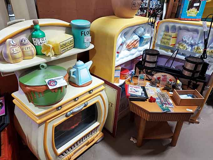 This vintage play kitchen is cuter than most actual kitchens and probably more organized than yours too.