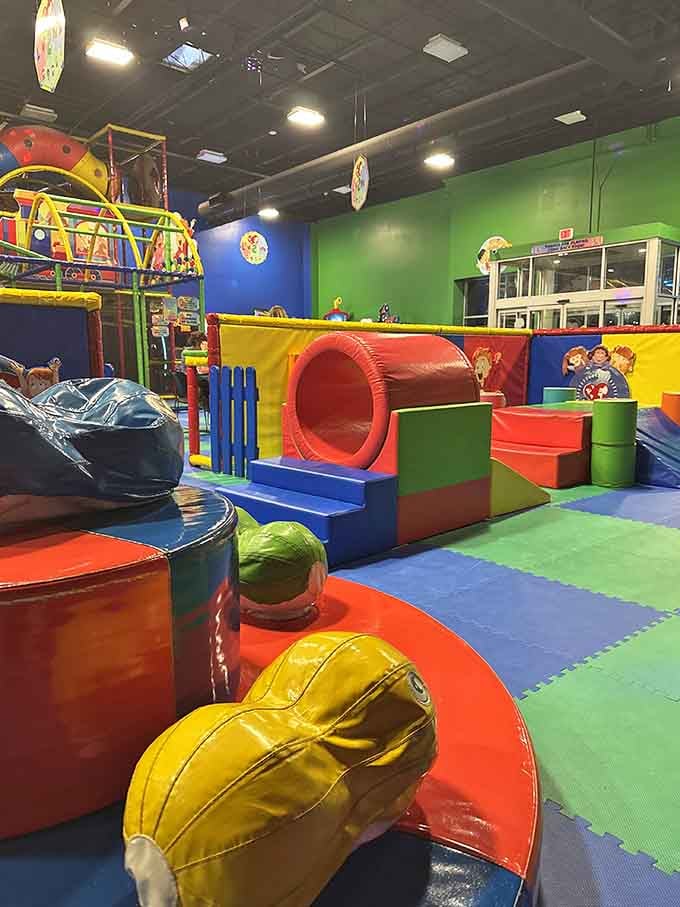 Soft play areas with tunnels and obstacles let the littlest adventurers explore without parents worrying about bumps.
