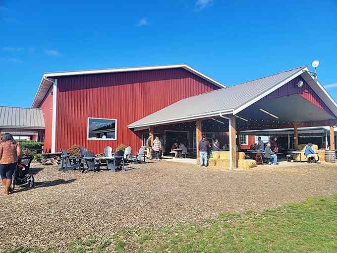 This red barn serves spirits with a view that'll make you want to move here immediately.