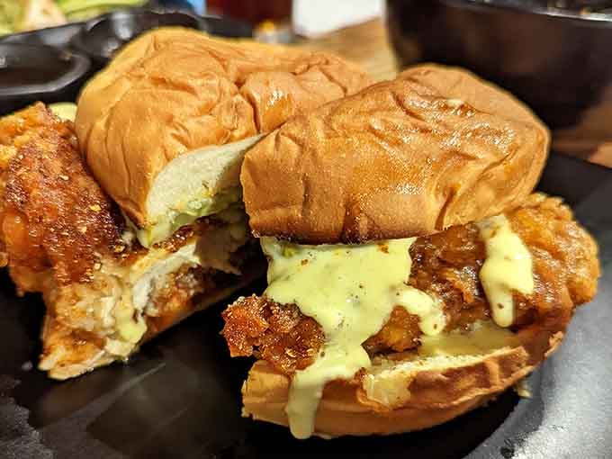 Golden, crispy, and glistening with promise, this chicken sandwich proves that simple done right beats fancy every time.