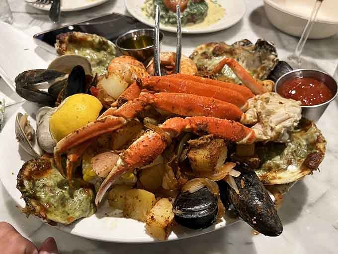 This seafood platter looks like the ocean's greatest hits decided to throw a party on your plate tonight.