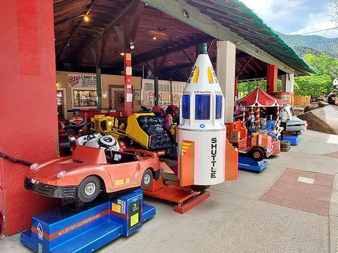 Even the outdoor displays feature vintage kiddie rides that look like they've been entertaining children since Eisenhower.