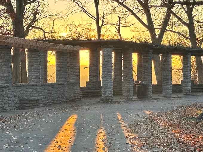 The Mariemont Concourse at sunset: where ancient Rome meets modern Ohio in a surprisingly harmonious architectural conversation.