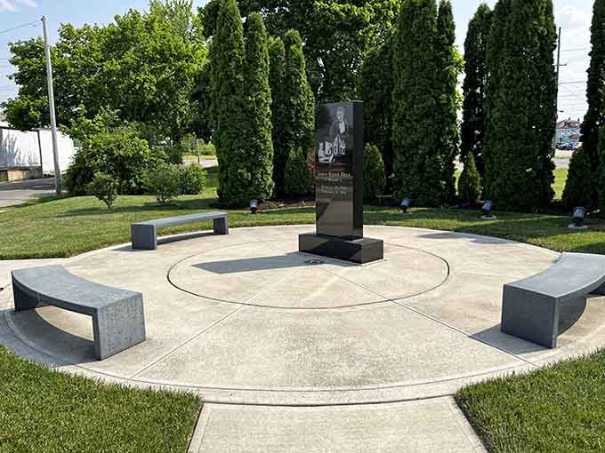 This memorial honors Marion's most famous son, a quiet tribute to the rebel who captured hearts worldwide.